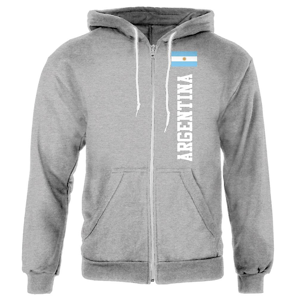 Argentina World Cup Mens Full Zip Hoodie Heather LG Grey