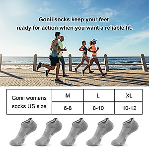 Gonii Ankle Socks Womens Running Athletic No Show Socks Cushioned 5-Pairs Grey