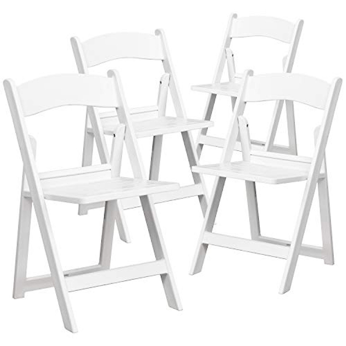 Flash Furniture 4 Pack HERCULES Series 1000 lb. Capacity White Resin Folding Chair with Slatted Seat