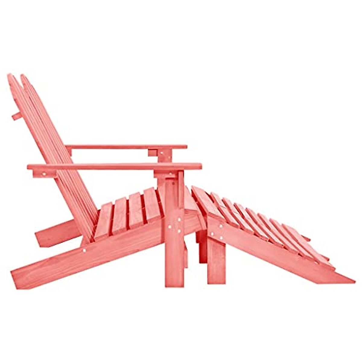 Tidyard 2-Seater Patio Adirondack Chair&Ottoman Fir Wood Pink Outdoor Fire Pit Chair Wooden Garden Armchair for Porch Pool Lawn Deck Backyard Balcony Outdoor