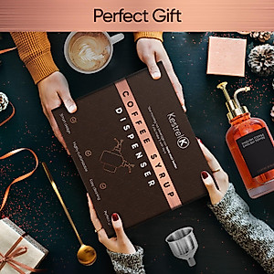 Set of 2 Coffee Syrup Dispensers for Coffee Bar - 16.9oz Glass Bottles with Gold Pumps and Labels, BPA Free & Durable, Ideal for Cinnamon, Vanilla, Caramel, and More Coffee Accessories