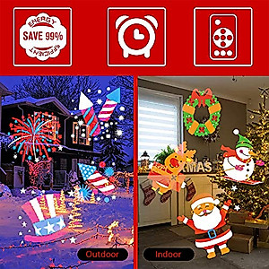 Elec3 Christmas Holiday Led Projection Light 12W, 16 Slides Projector Light Waterproof with RF Romote Used for Home Party Holidays Halloween Decoration