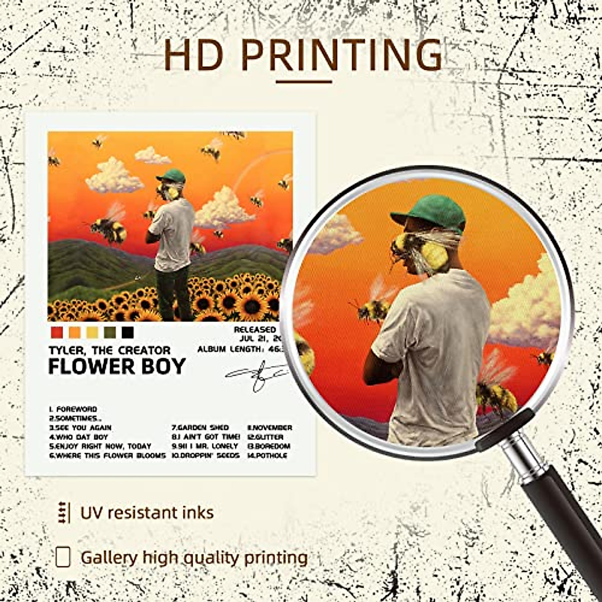 Tyler The Creator Poster - New Signature Album 8 Piece 8*10 inch Printed Canvas Poster Album Cover Frameless Poster Art Album Cover Poster Decor Living Room Dorm Poster Decor Room Aesthetic Music Poster…