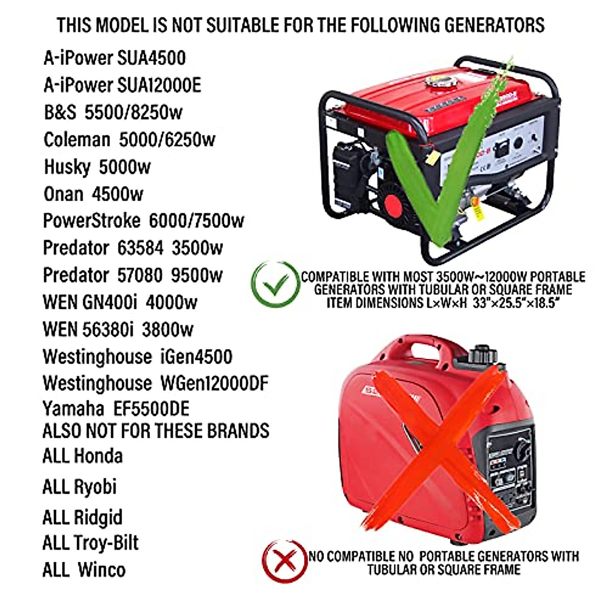 ZTTXL Generator Tent Running Cover, Ultra Heavy Duty Tarpaulin Enclosure, Outdoor Portable All-Weather Generator Rain Shelter for Most 3500w-12000w generators（The New）