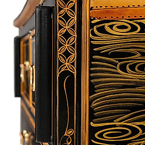 Red Lantern Hand Crafted Artisanal Black Lacquer Secretary Desk - Ching Ming
