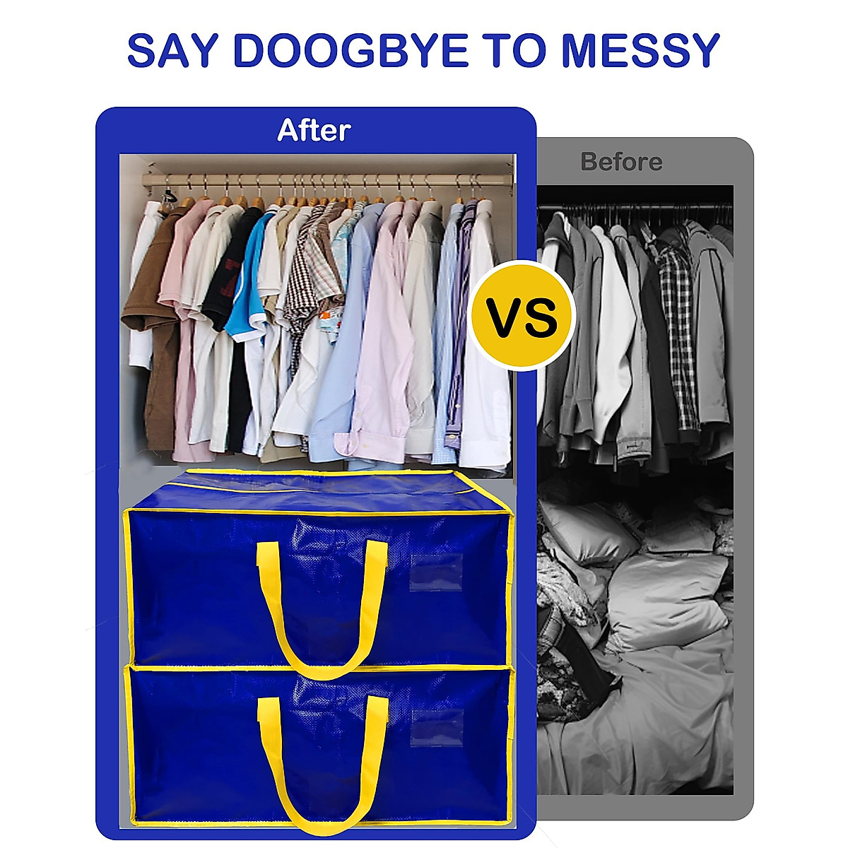 4P Extra Large Moving Bags, Heavy Duty Moving Bags for Clothes, Waterproof Storage Bags for College Dorm, Moving Totes Alternative To Oversize Moving Box Blue