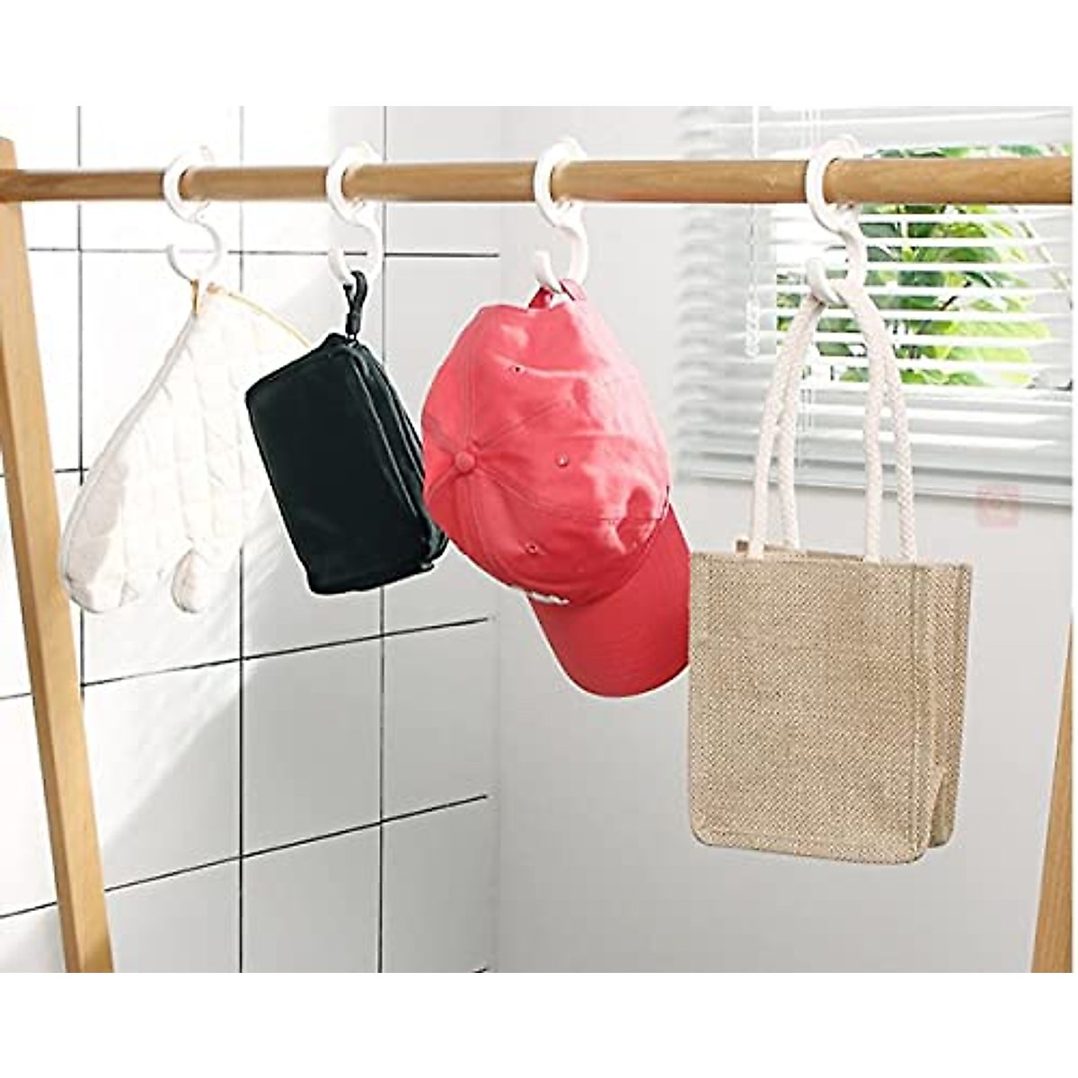 White Hanging Hooks, Multi-Purpose Hanging Hooks Hangers,Table Edge Hook,Hook Clip,Hanging Clips Hook,Windproof Hook, for Home, Office, Workshop, Exhibition(6 PCS, White)