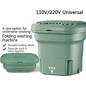Portable Washing Machine Mini Foldable Washer with Drain Basket Spin Dryer,Small Collapsible Bucket Washer for Camping,Travel,Apartment,Dorm green