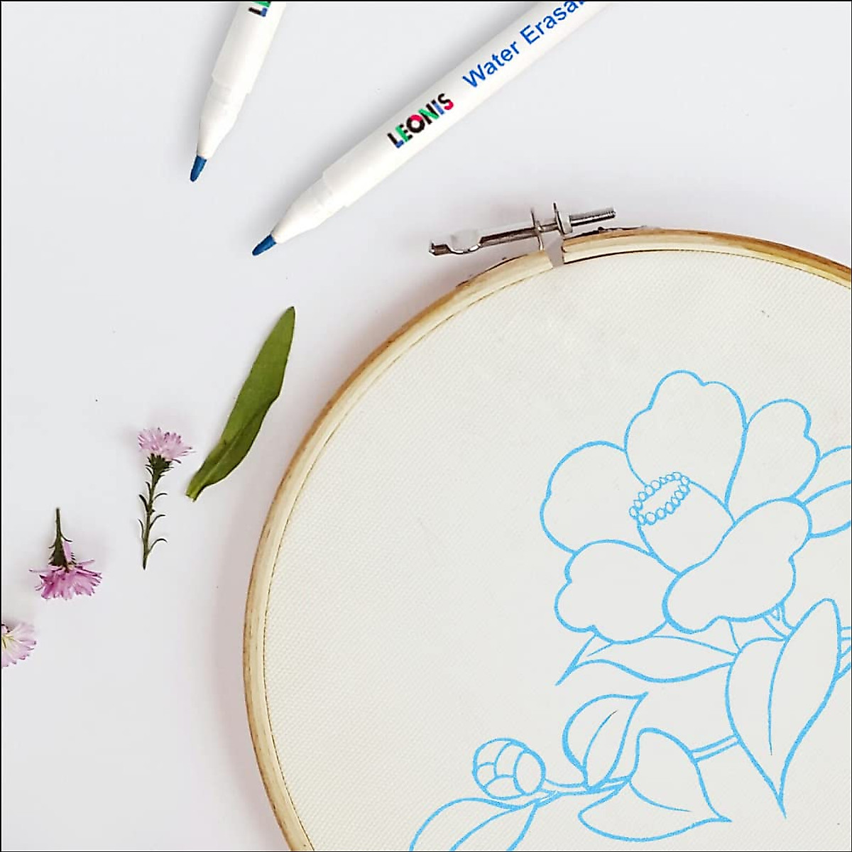 LEONIS Water Erasable Fabric Marking Pen Blue 5 Count Pack [ 78008 ]