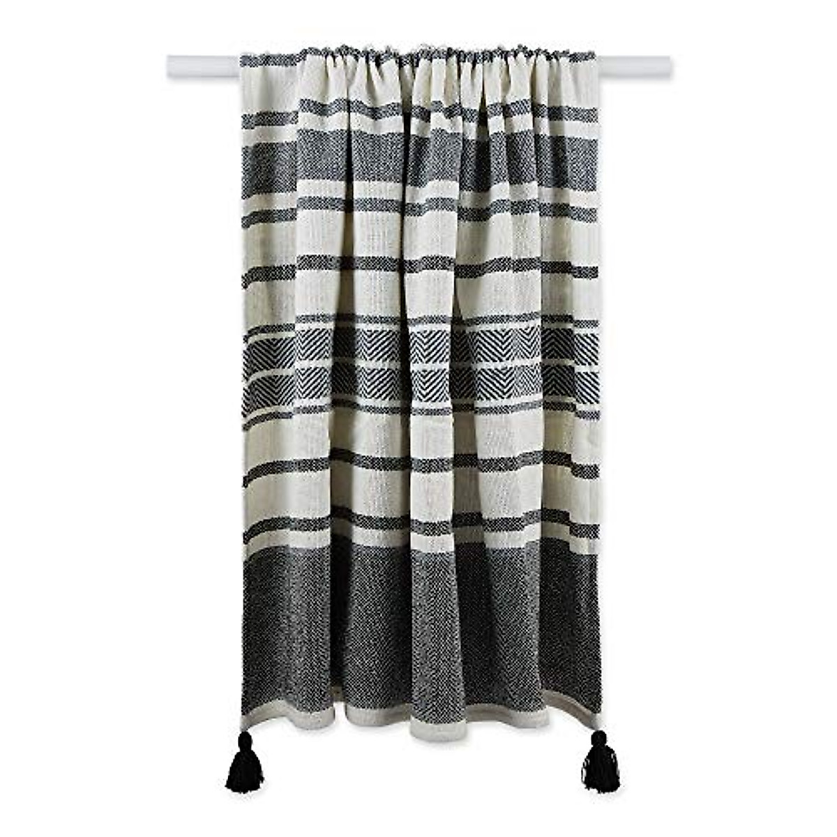 DII New Traditional, 2-Tone Chevron Stripe Throw, 50x60, Black