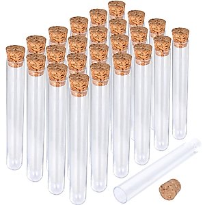 HNYYZL 30Pcs Clear Plastic Test Tubes with Cork Stoppers, 15x100mm 10ml, Good Seal for Jewelry Seed Beads Powder Spice Liquid Storage, Lab Use or Decoration