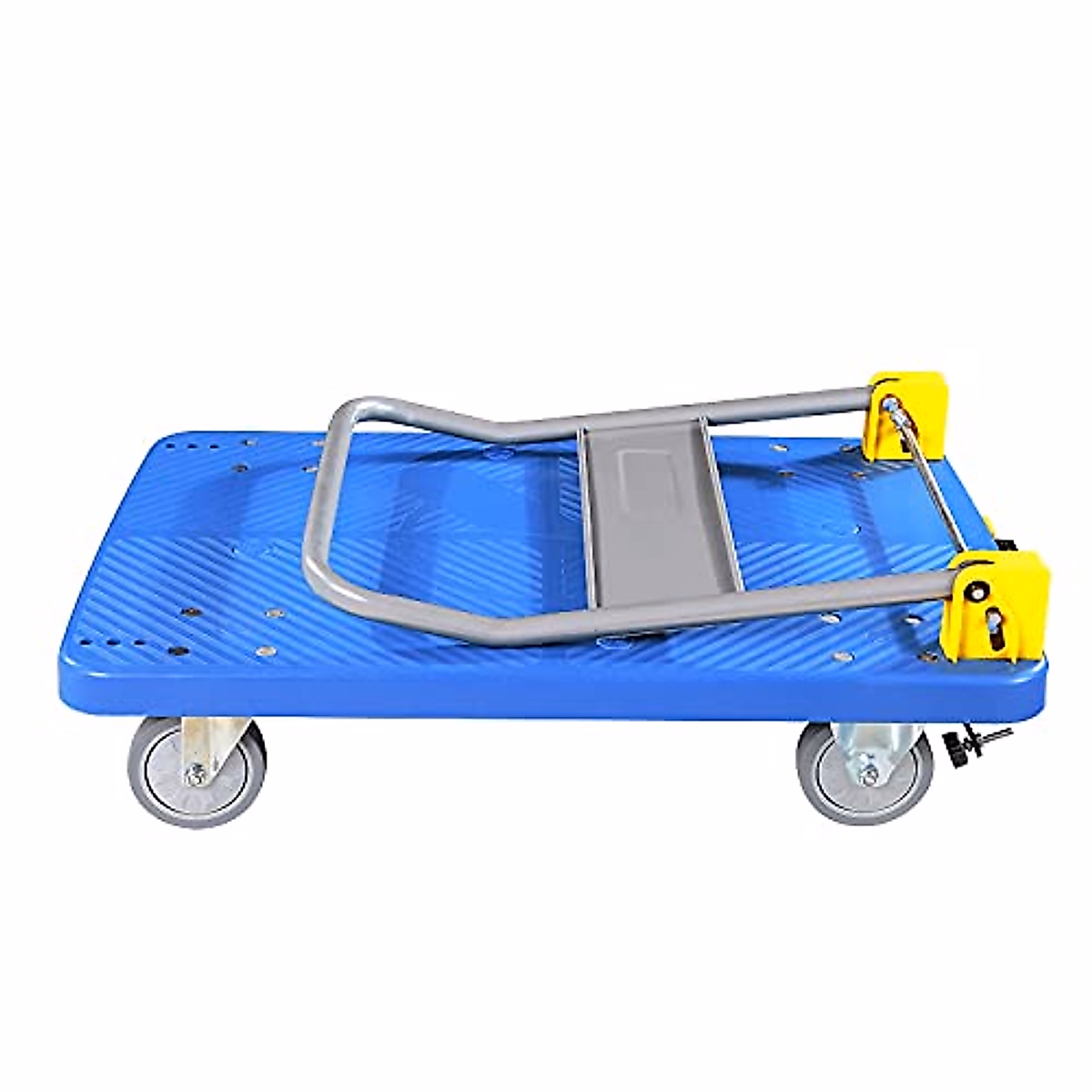 Generic Flatbed Hand Cart Foldable Platform Truck Plastic Deck Push Cart Metal Handle Hand Trolley for Moving Transport Silent Wheels Fit Outdoor and Indoor Heavy Duty Flatbed Cart (Size : S), Small
