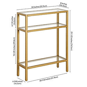 Henn&Hart 22" Wide Rectangular Console Table in Brass, Entryway Table, Accent Table for Living Room, Hallway