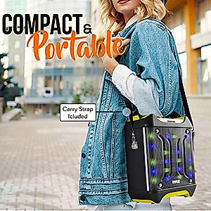 Pyle Portable Bluetooth Karaoke Speaker System - Audio Recording Function, 32 GB USB/SD Card Support, Built-in Rechargeable Battery, Flashing DJ Light w/ Music Streaming & Handheld Mic PWMA275BT