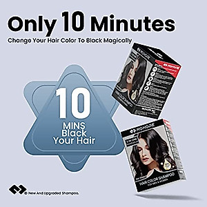 MOHOPE Black Shampoo for Grey Hair 30ml x 10Pcs | Revolutionary Instant Hair Dye | Semi Permanent Magically Only 10 Minutes Last 30 Days | Safe Natural Ingredients