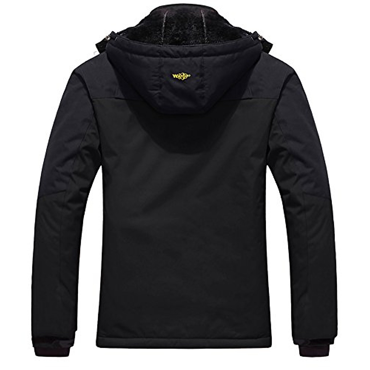 Wantdo Men's Waterproof Mountain Jacket Fleece Windproof Ski Jacket US XL Black XL