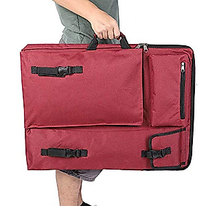 Artist Portfolio Carry Backpack, 4K Art Portfolio Case Artist Backpack Canvas Bag 66 x 49 x 6CM Large Carry Shoulder Bag Multifunctional Draw Board Bags(Red)