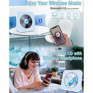 Greadio CD Player Portable with Bluetooth, 4000mAh Rechargeable Battery, HiFi Sound Speaker with Remote Control, Dust Cover, FM Radio, LED Screen,Support AUX/USB,Headphone Jack for Home,Kids,Kpop,Gift