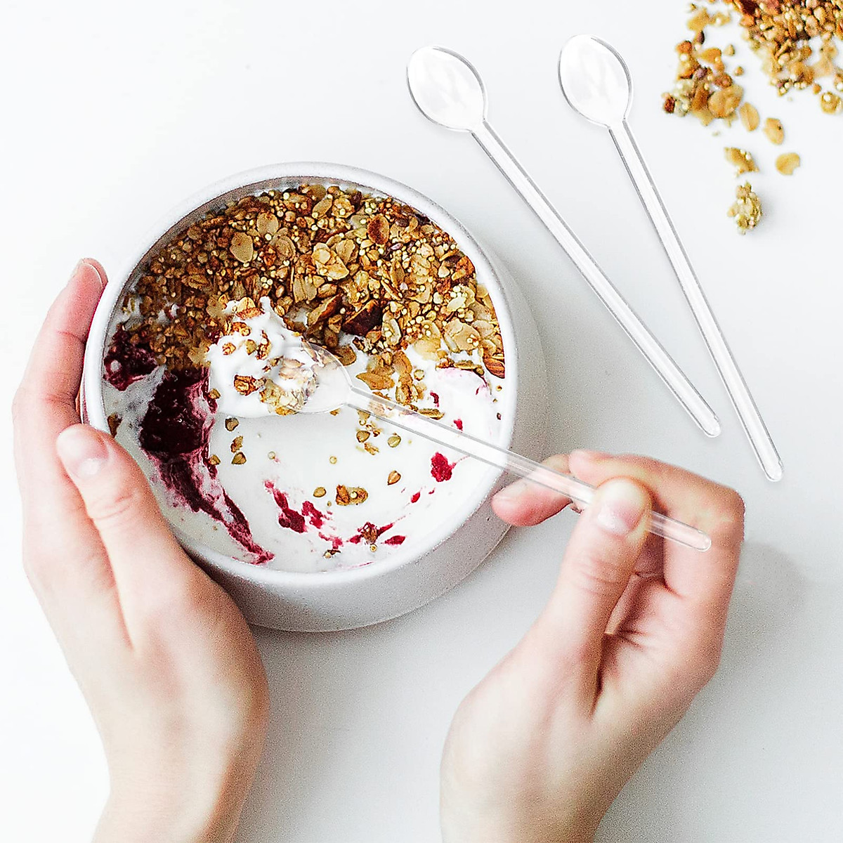 DOITOOL 6Pcs Clear Glass Espresso Spoons Teaspoons, Glass Stirring Spoons Coffee Mixing Spoons Coffee Tea Stirrers for Home Bar Party, 5.58