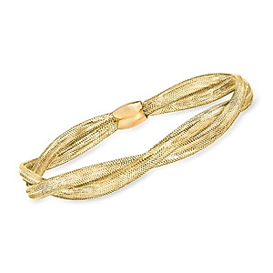Ross-Simons Italian 14kt Yellow Gold Double-Mesh Bangle Bracelet. 8 inches