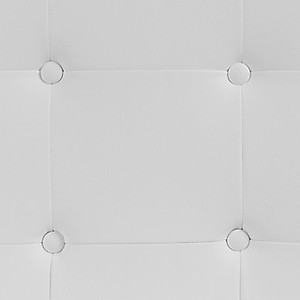 EMMA + OLIVER Button Tufted Upholstered Full Size Headboard in White Vinyl