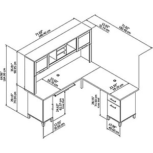 Bush Furniture Somerset L Shaped Desk with Hutch