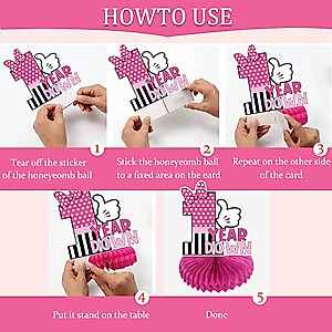 Minnie 1st Birthday Party Decorations Supplies,Minnie Theme Birthday Honeycomb Centerpieces for Girl,Minnie Theme 1st Birthday Table Centerpieces for Minnie First Birthday Party Decor.