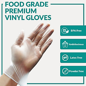 Klex Disposable Heavy Duty Vinyl Gloves Latex Free Powder Free, BPA Free Medical Grade Disposable Glove, Medium M, 1000 Count