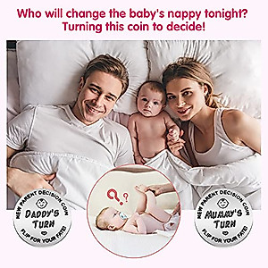 Decision Making Coin New Parents Gifts Pregnancy Gifts New Baby Gifts for Parent Mom Dad Decision Coin for Women Men Pregnancy for First Time Mummy Daddy to Be Christmas Birthday Gift (Silver)