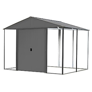 Arrow 10' x 8' Ironwood Galvanized Steel Hybrid Outdoor Shed Kit, Anthracite