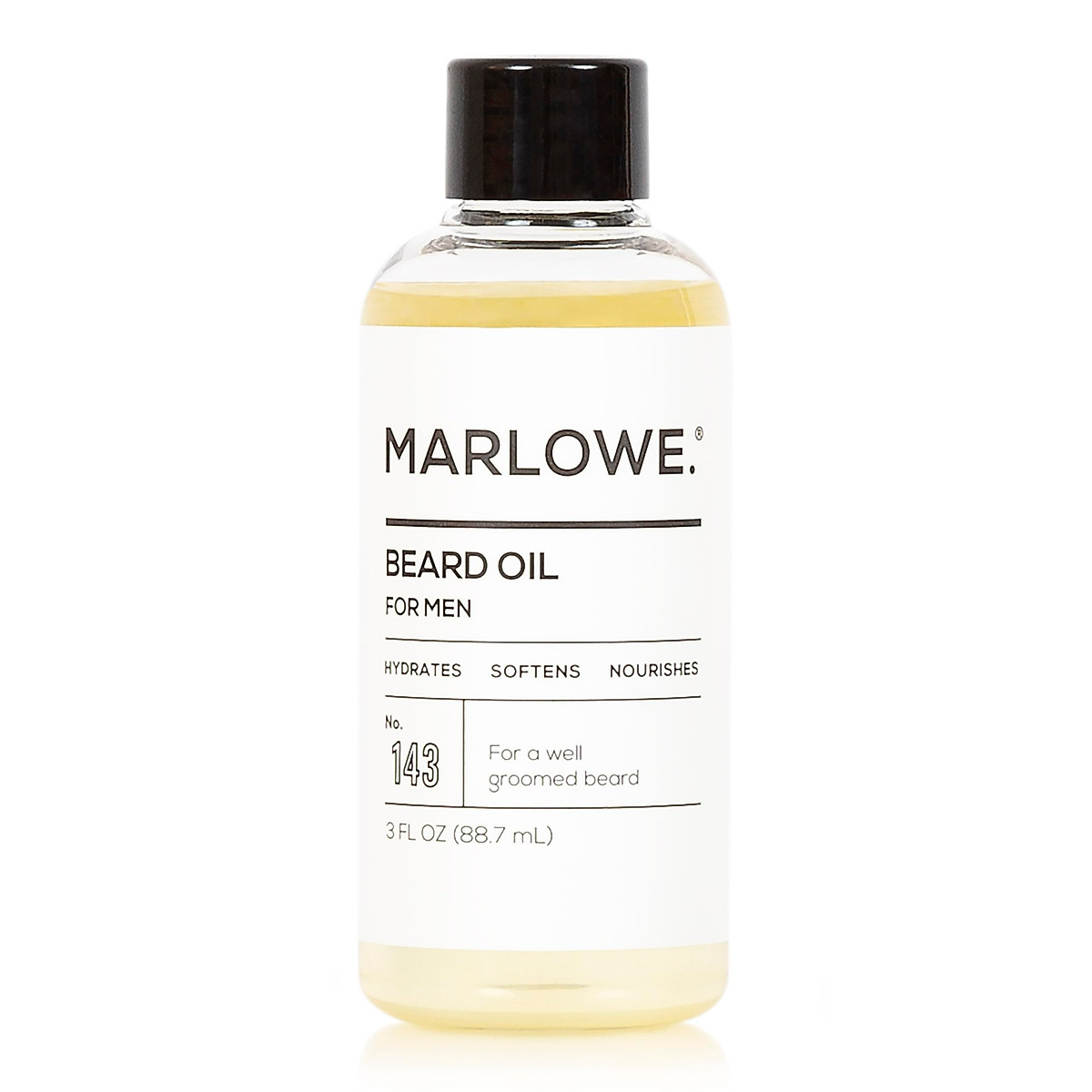 MARLOWE. No. 143 Beard Oil 3 oz, Conditioning Oil for Men, Softer & Fuller Beard Care, 100% Natural Softener with Sunflower & Safflower Oils, Conditions & Nourishes, Fragrance Free