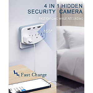 Phouqtem Hidden Camera WiFi Spy Camera Hidden Cameras Wall Charger Nanny Cam with USB Fast Charger Outlet HD 1080P Wireless for Home Security Secret Camera Charging Port with Video