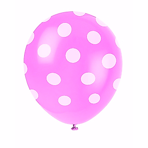 Unique Polka Dots Hot Pink Latex Balloons - 12", Pack of 6 - Unique & Eye-catching Design