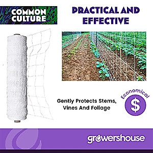 COMMON CULTURE Grow Strong Plant Trellis + Trojan Scissors - 6" Square Soft Mesh Nylon Trellis Netting Bulk Roll - Heavy-Duty Garden Netting for Plants - 5' x 350' - 1 Roll