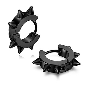 JOVIVI Men Women Jewelry Stainless Steel Hoop Spike Punk Earring,3 Pairs