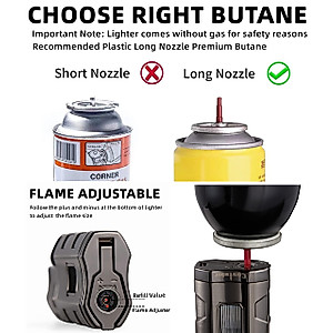 Castelar Cigar Torch Lighter Triple Jet Flame Butane Refillable with Cigar Punch Rest Holder - Butane Not Included
