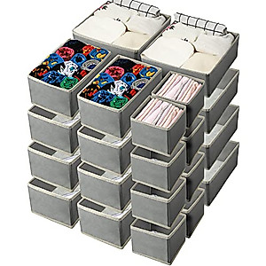 Potchen 24 Set Clothes Dresser Drawer Organizers, Closet Wardrobe Organizers Storage Dividers, Underwear Foldable Cloth Baby