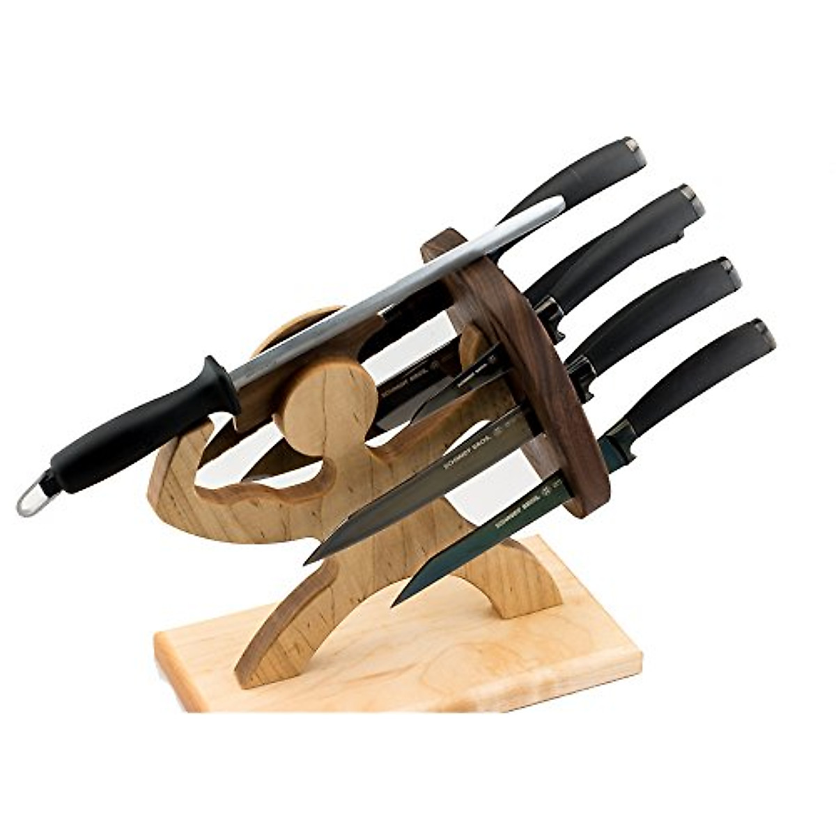 Spartan Knife Set - Chef's Edition - 8-piece, Handmade, Heavy Steel Professional Knife Set - American Maple & Walnut