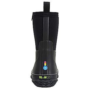 MCIKCC Unisex-Child Kids Waterproof Winter Rain Boots, Classic Youth Insulated Neoprene Rubber Boot for Toddler Boys Girls,Black,Size 6