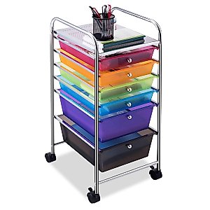 Happygrill 6-Drawer Organizer Cart Tools, Mobile Utility Storage Cart with Removable Drawers & Lockable Wheels, Rolling Storage Cart with Wheels for Home Office