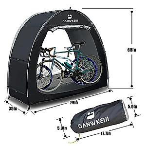 Bike Tent Outdoor Storage Shed 210D Silver Coated Oxford Cloth Material Bike Storage Garage Bicycle Covers Outdoor Storage Waterproof PU4000 2 Bikes (Black)