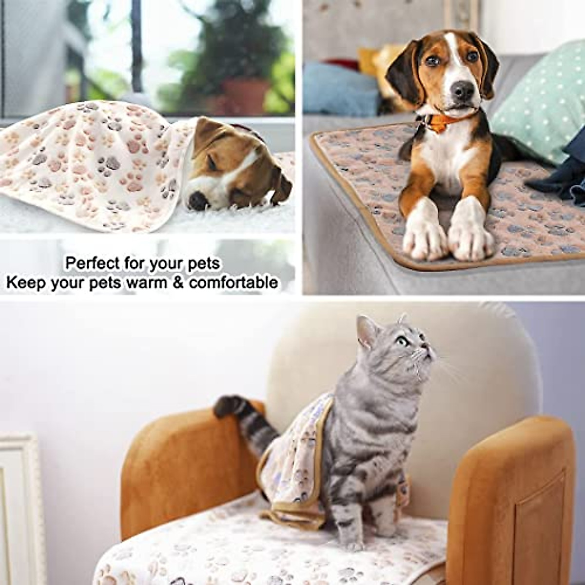 3 Pack Cat and Dog Blanket - MIWOPET Soft & Warm Fleece Flannel Pet Blanket, Great Pet Throw for Puppy, Small, Medium& Large Dog (Small)