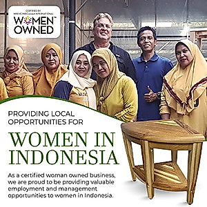 EcoDecors Snazzy Corner Teak Shower Corner Stool 2-Tier Wood Corner Shower Seat Spa Bench with Shelf,18 Inch Corner Stool For Shower in Earthy Teak Finish