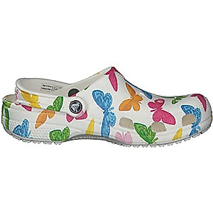 Crocs Unisex- Adult Classic Printed Floral Clogs, Butterfly/White, 7 Women/5 Men