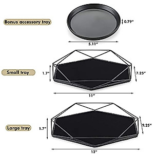 Mili Home Black Decorative Tray Large Perfume Tray Bathroom Trays Makeup Trays for Vanity, Perfume Organzier and Holder, Coffee Table Decor