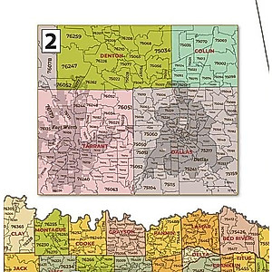 Texas Map Store Texas Zip Code and County Map Shows All 254 Counties of Texas and Over 1900 Zip Codes Includes Inset Maps of Major Metropolita
