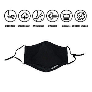 AECKS 3 Pack 3-Layer Fashion Protective, Reusable Cotton Fabric, Unisex 100% Cotton, Washable with Air Port for Carbon Filter (3-Pack, Mix)