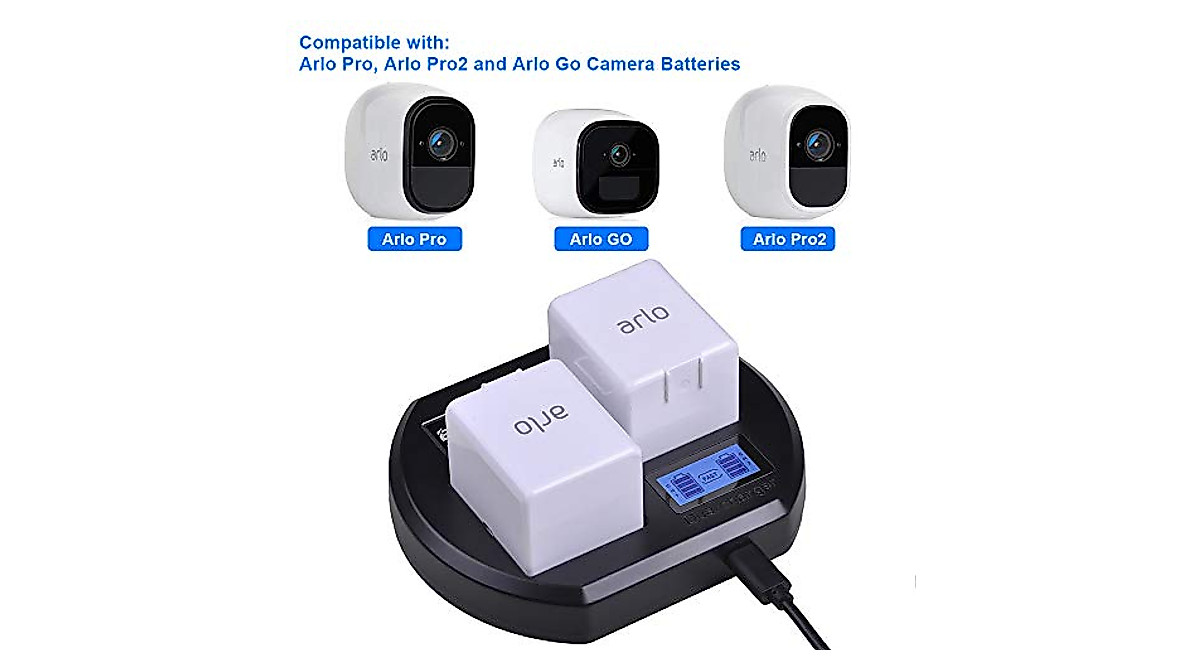 Batmax LCD Dual Battery Charger for Arlo Pro & Go | Fast Charging