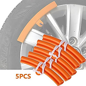 P1Tools Wheel Rim Protector Set, Rubber Wheel Changing Rim Edge Savers for a Motorcycle, Car or ATV Orange 5 PACK