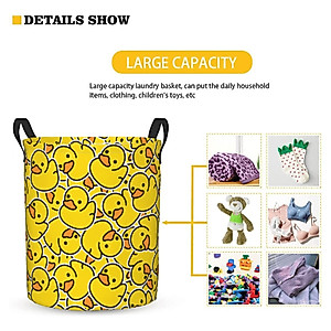 KiuLoam Rubber Ducky Cartoon 19.6 Inches Large Storage Basket Collapsible Organizer Bin Laundry Hamper for Nursery Clothes Toys